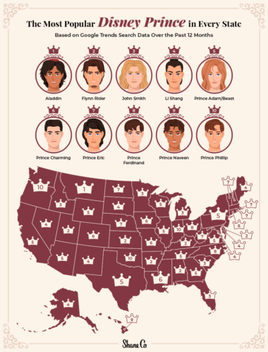 The Most Popular Disney Princess (and Prince!) Crowned in Each State ...